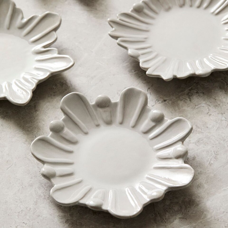 Neige Snowflake Ceramic Plates - Set of 4 | West Elm UK