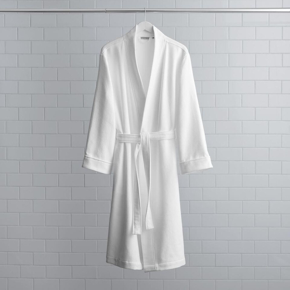 Organic Mini Waffle-Weave Robe - White | west elm United Kingdom