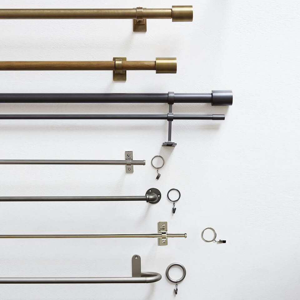 Oversized Adjustable Metal Double Rod - Gunmetal | west elm United Kingdom