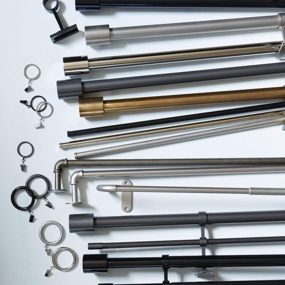 Oversized Adjustable Metal Double Rod - Gunmetal | west elm United Kingdom