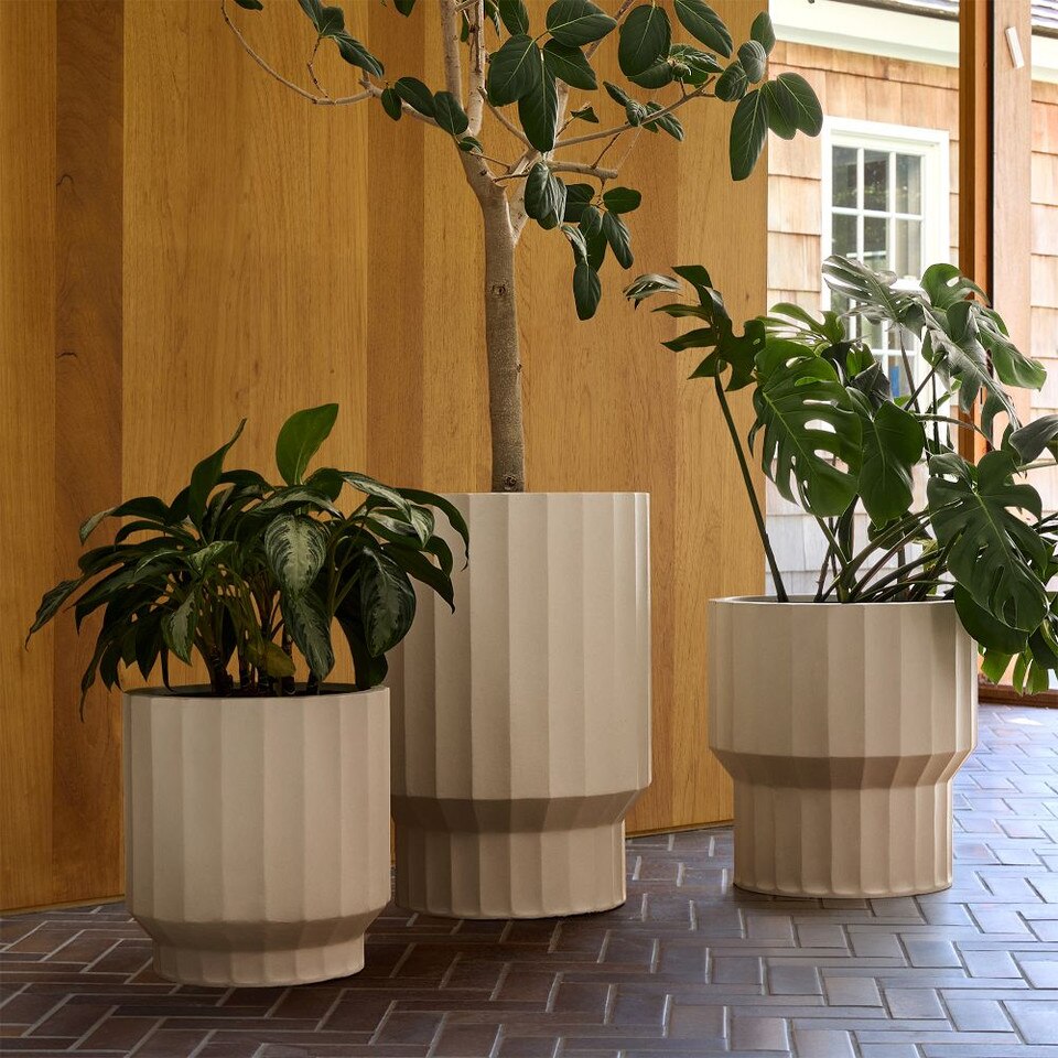 Parker Pedestal Ficonstone Indoor/Outdoor Planters | West Elm UK