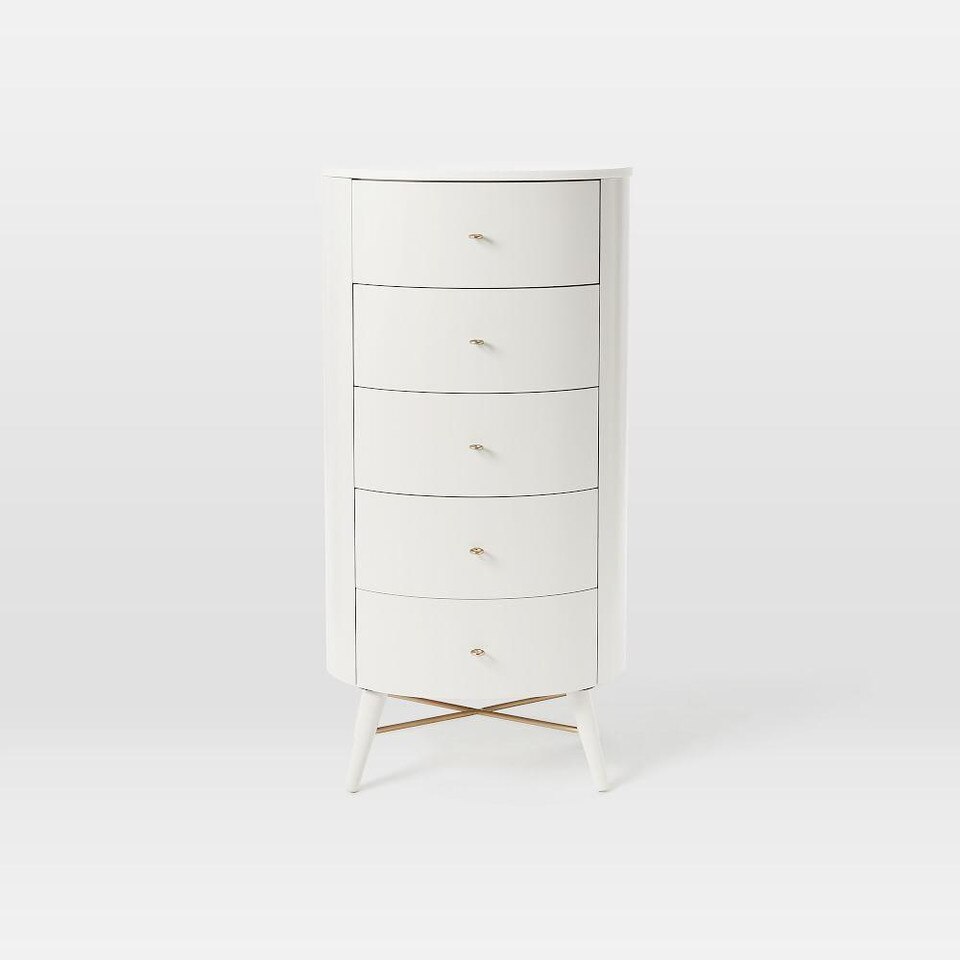 Penelope Narrow 5-Drawer Chest - Oyster w/ Marble Top | West Elm UK