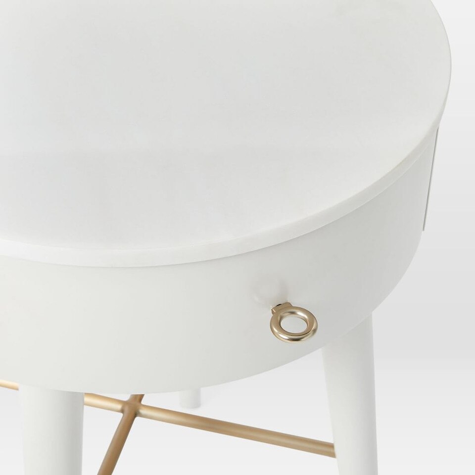 Penelope Bedside Table - Oyster w/ Marble Top | West Elm UK