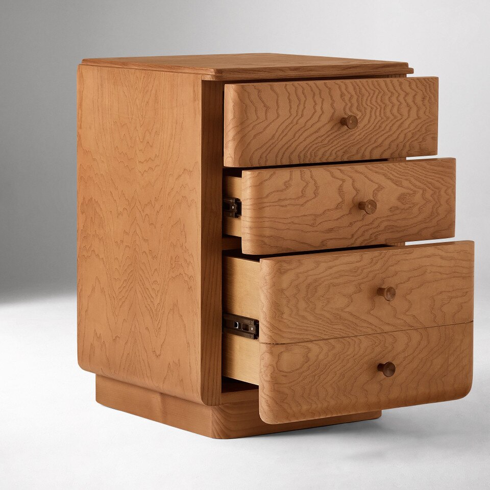 Pierce & Ward Burl Wood Bedside Table (46 cm) | West Elm UK