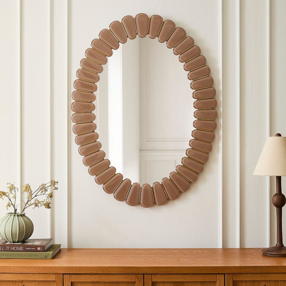 Pierce & Ward Faceted Oval Wall Mirror | West Elm UK
