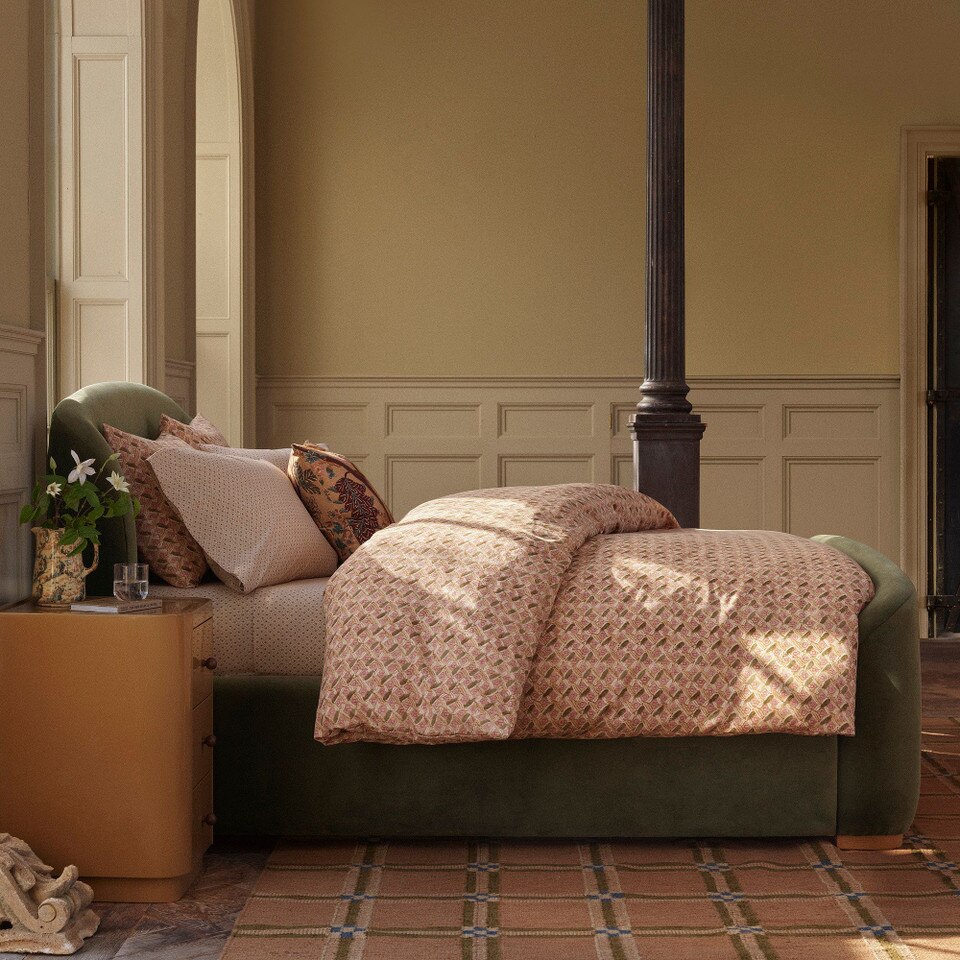 Pierce & Ward Upholstered Sleigh Bed | West Elm UK