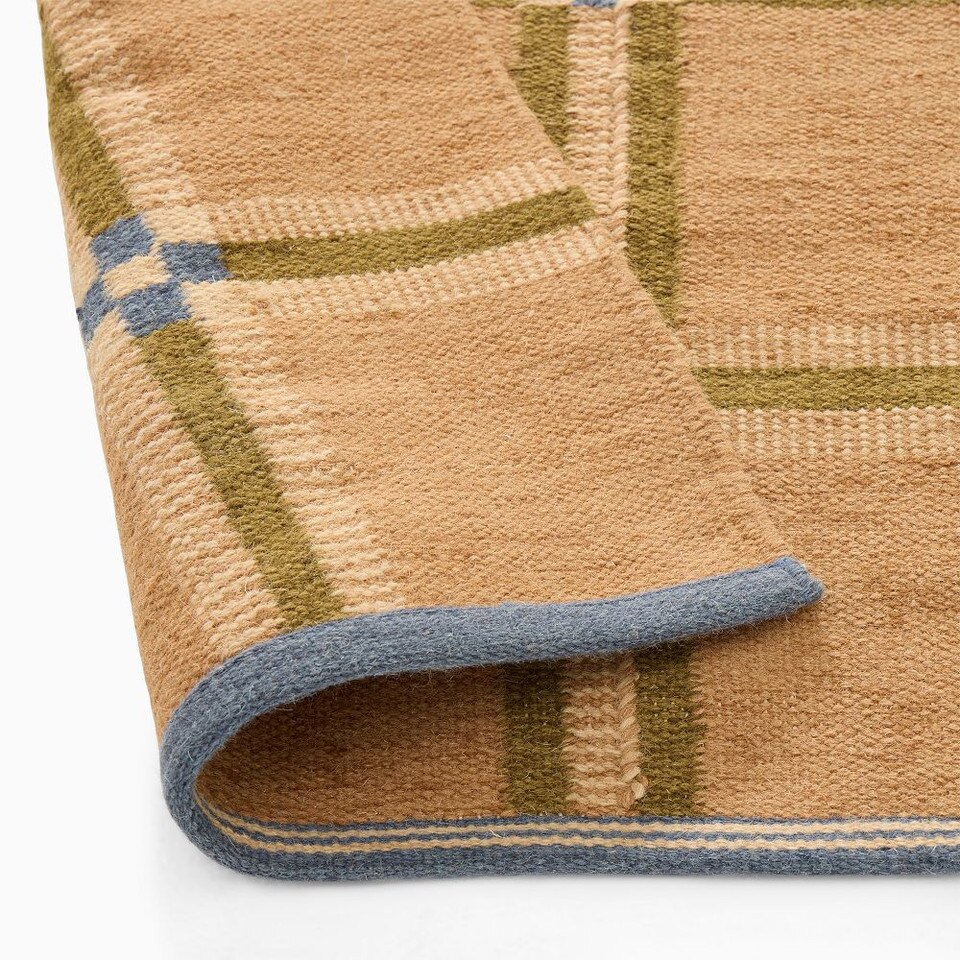 Pierce & Ward Windowpane Checked Handwoven Wool Rug | West Elm UK