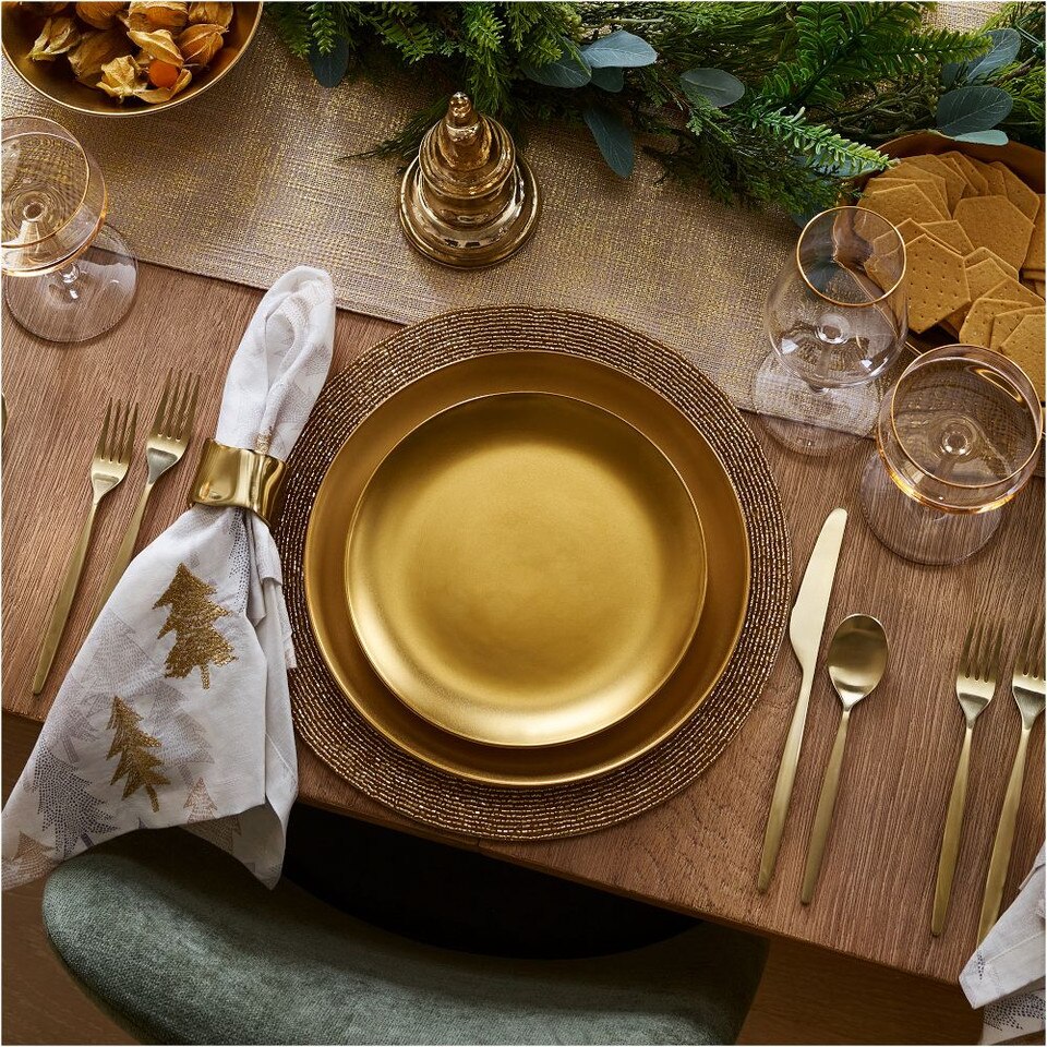 Pure Metallic Stoneware Plate - Chic Gold Finish | West Elm UK