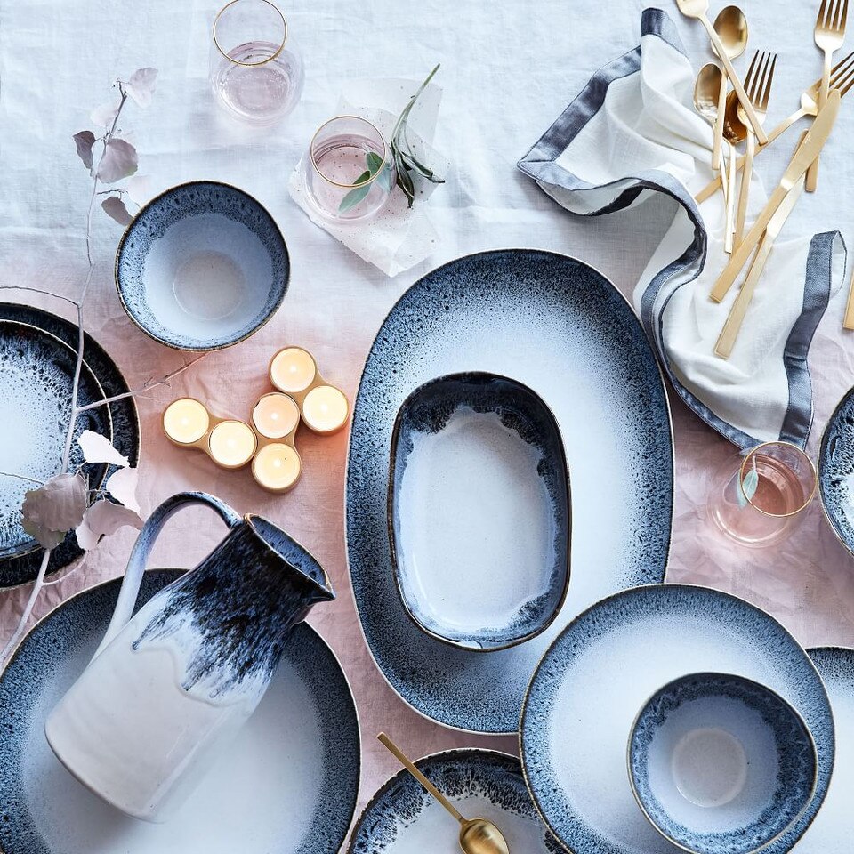 Reactive Glaze Stoneware Dinnerware - Black&White | West Elm United Kingdom