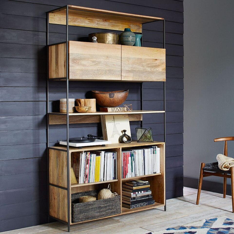 Industrial Modular 124 cm Open & Closed Storage | west elm United Kingdom