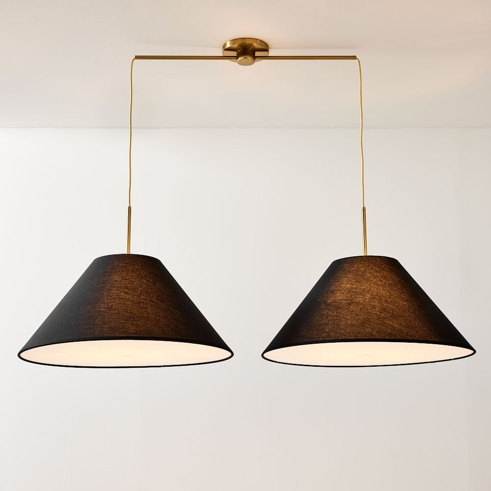 Sculptural 2-Light Fabric Cone Pendant - West Elm UK