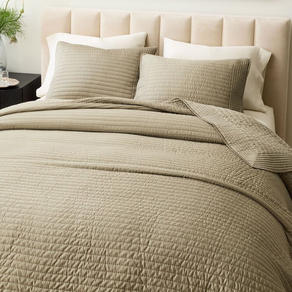 Silky TENCEL™ Pick Stitch Bedspread & Pillowcases - West Elm UK