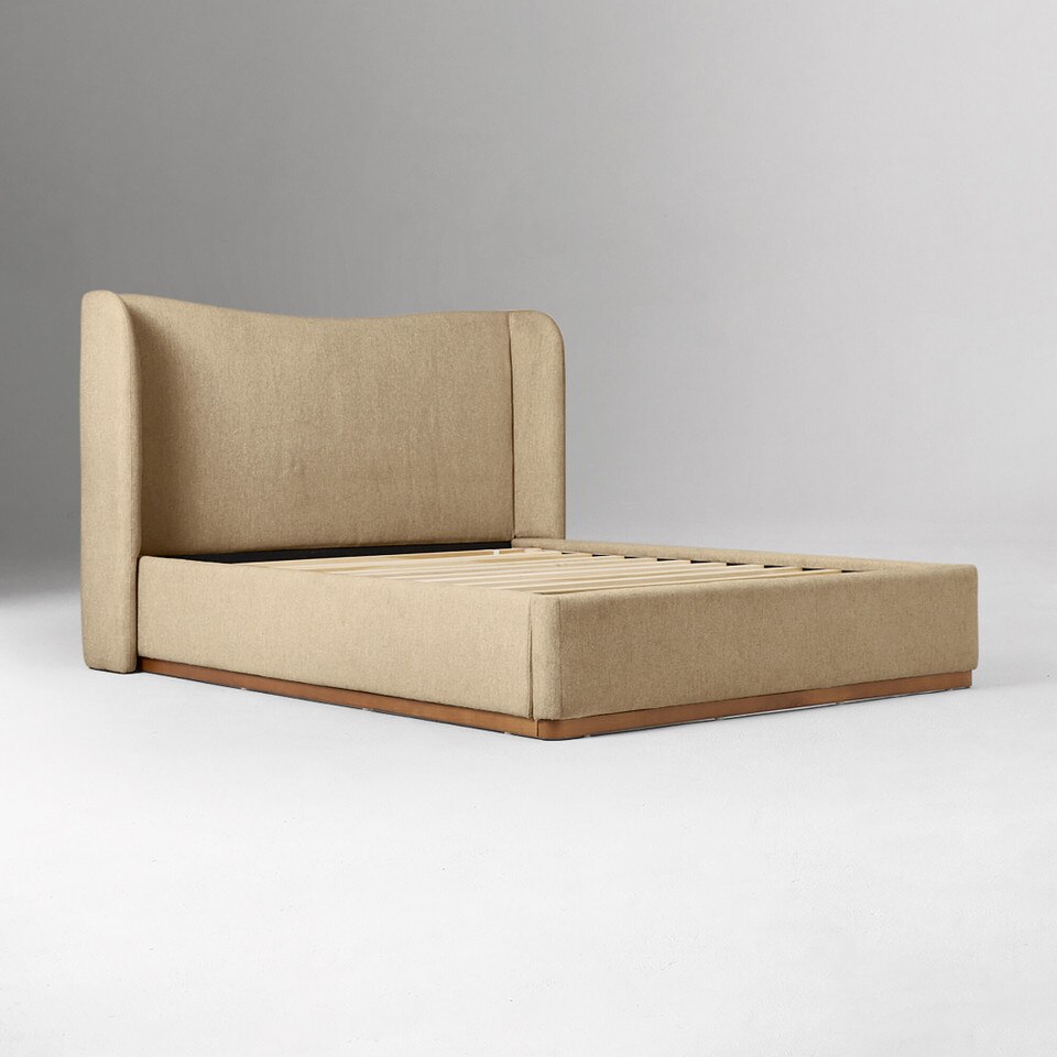 Kaufman Wood Plinth Winged Bed | West Elm UK