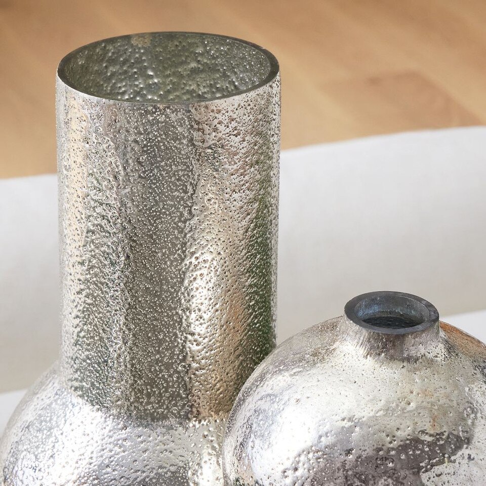 Silver Hammered Mercury Candleholders & Vases | West Elm UK