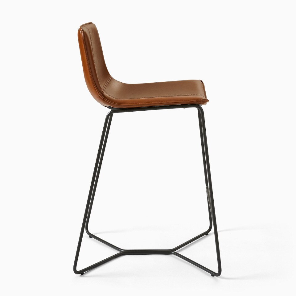 Slope Leather Bar Counter Stools | West Elm UK