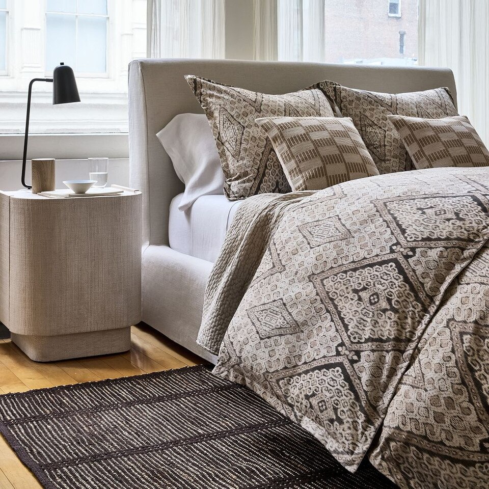 Solstice Painted Raffia Bedside Table - Modern Raffia Nightstand | West ...