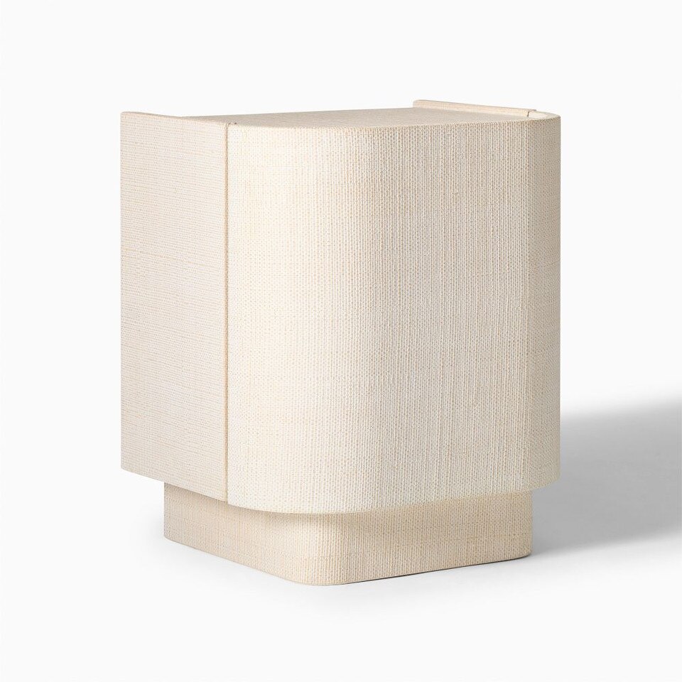 Solstice Painted Raffia Bedside Table - Modern Raffia Nightstand | West ...