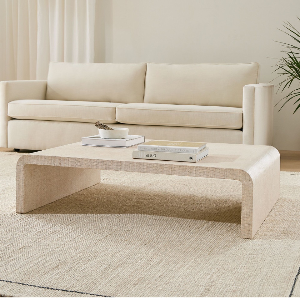 Solstice Painted Raffia Coffee Table 127cm - Modern Raffia Design ...