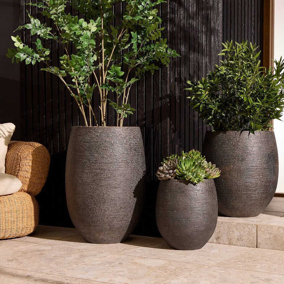 Curved Ficonstone Indoor/Outdoor Planters | West Elm UK