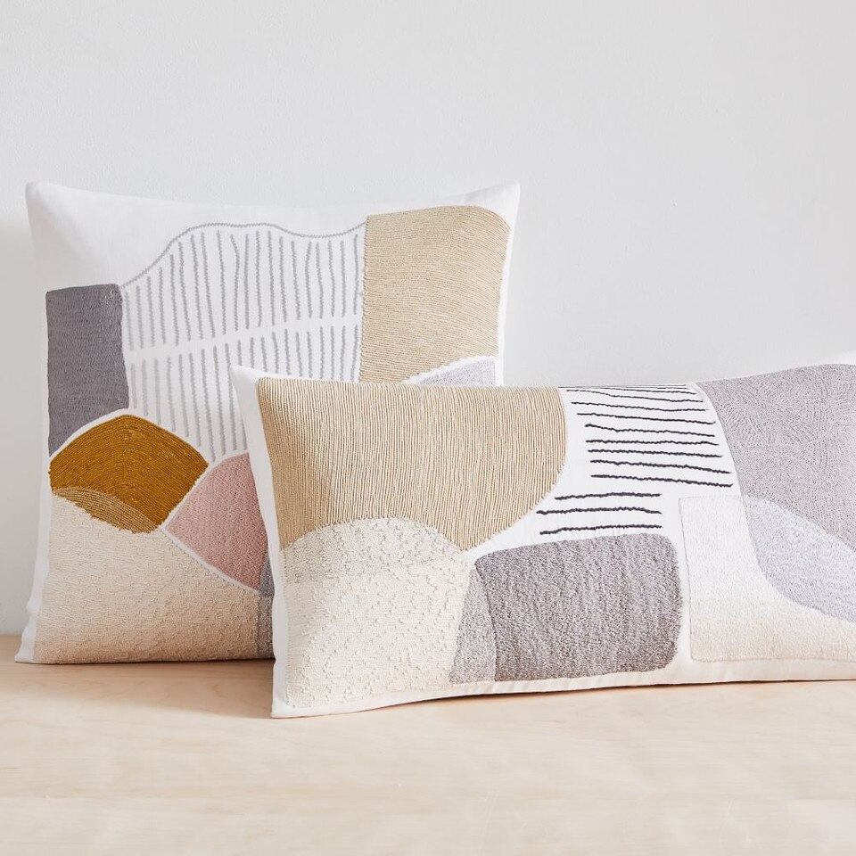 Textural Overlapping Shapes Cushion Cover | West Elm UK