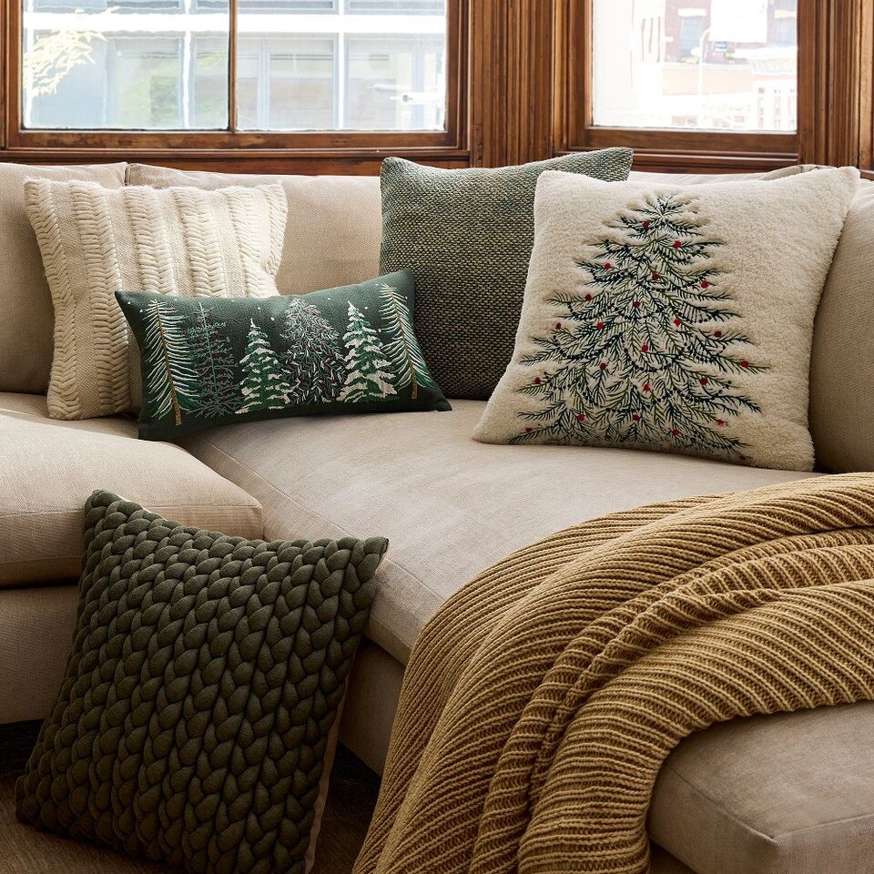 Textural Trees Cushion Cover - Modern Winter Decor | West Elm UK