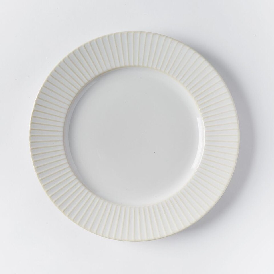 Textured Dinner Plates - White (Lines) | West Elm UK