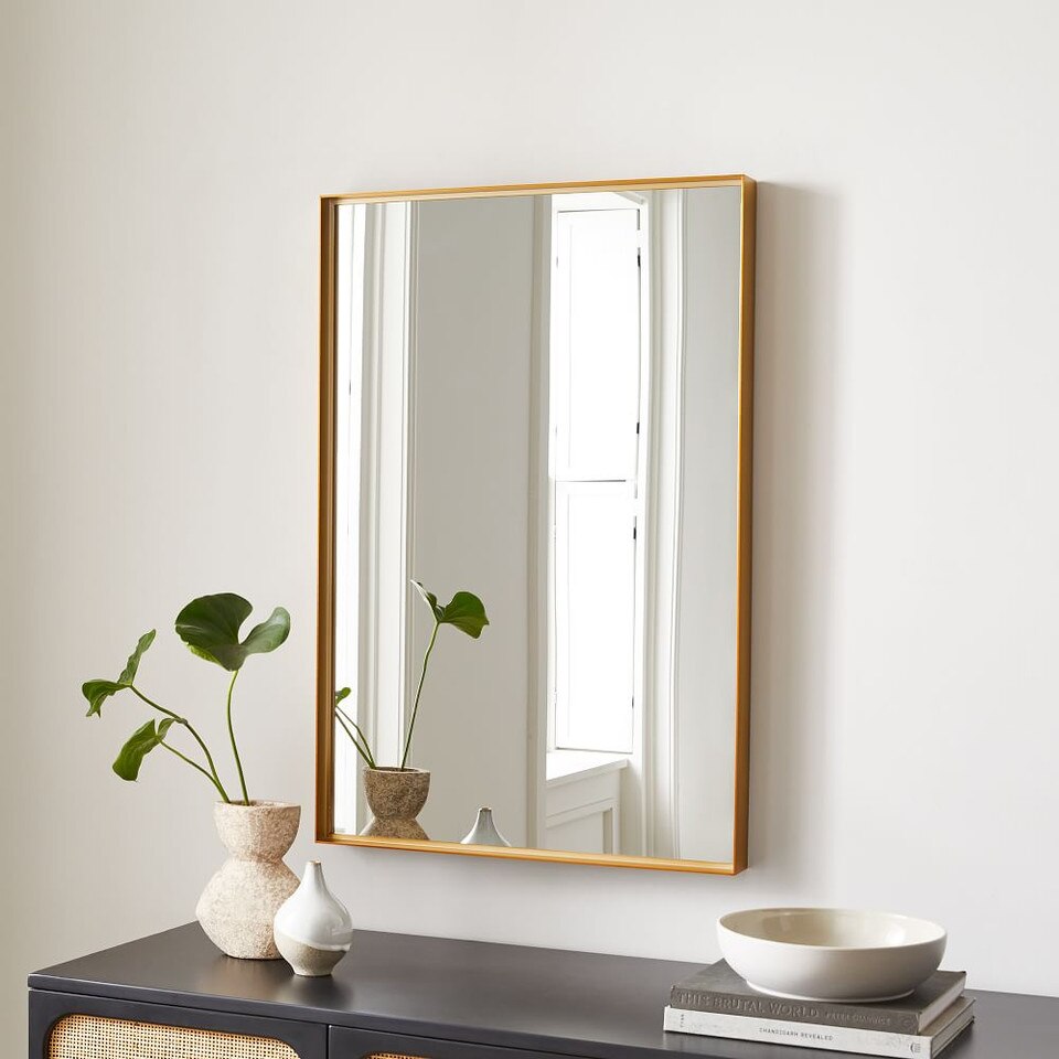 Thin Metal Wall Mirror - Rectangle | West Elm UK