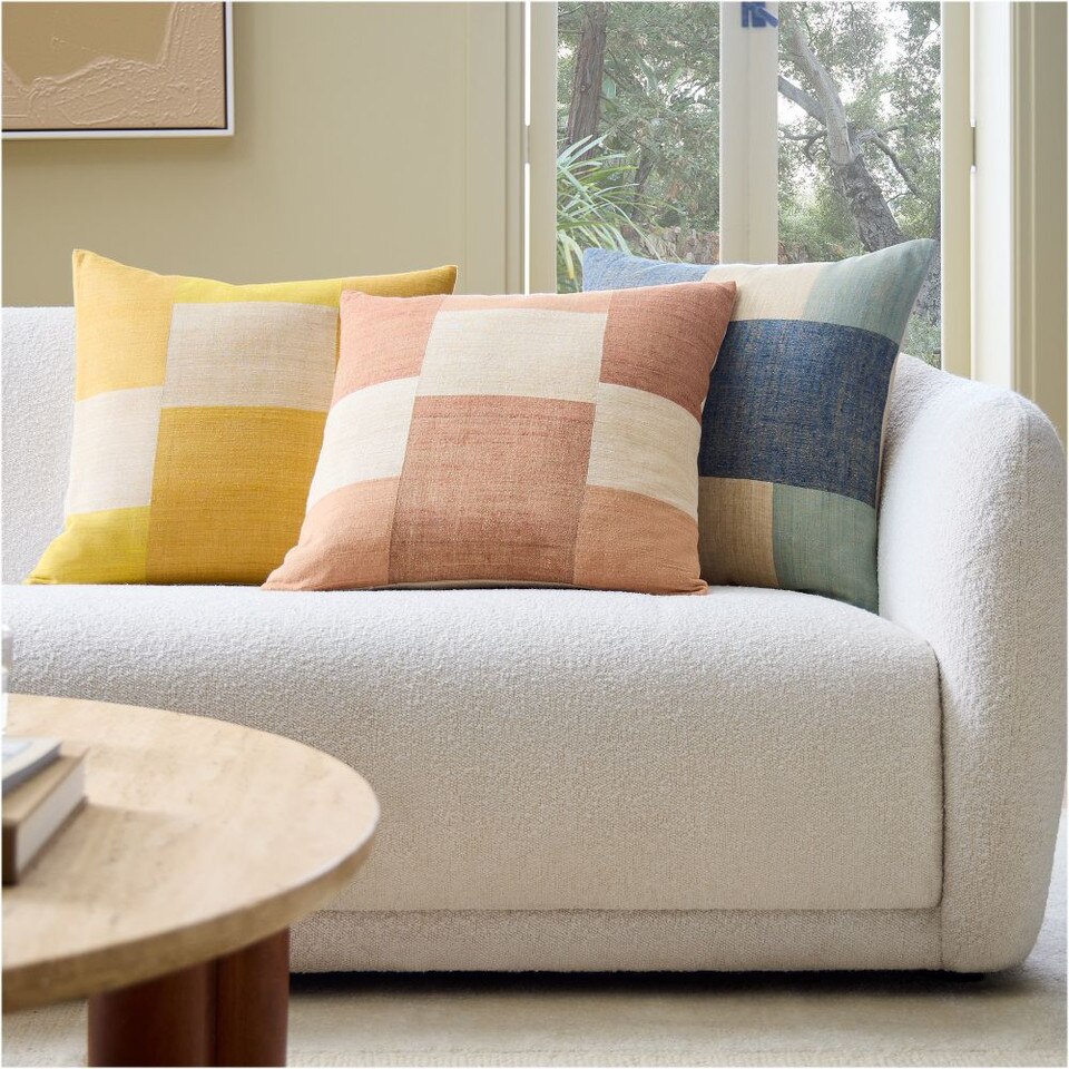 Tonal Silk Patchwork Cushion Cover - Modern Artisan Design | West Elm UK