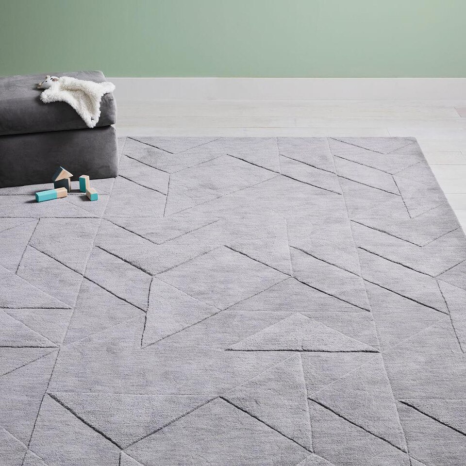 Carved Triangles Wool Nursery Rug | West Elm UK