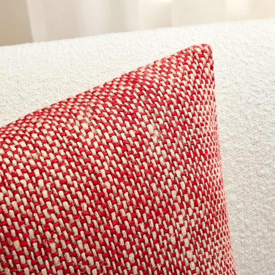 Two Tone Chunky Linen Cushion Cover - West Elm UK